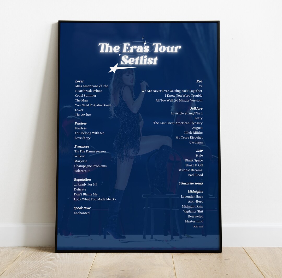 The Eras Tour Setlist Poster Midnights Edition Taylor Swift - Etsy ...