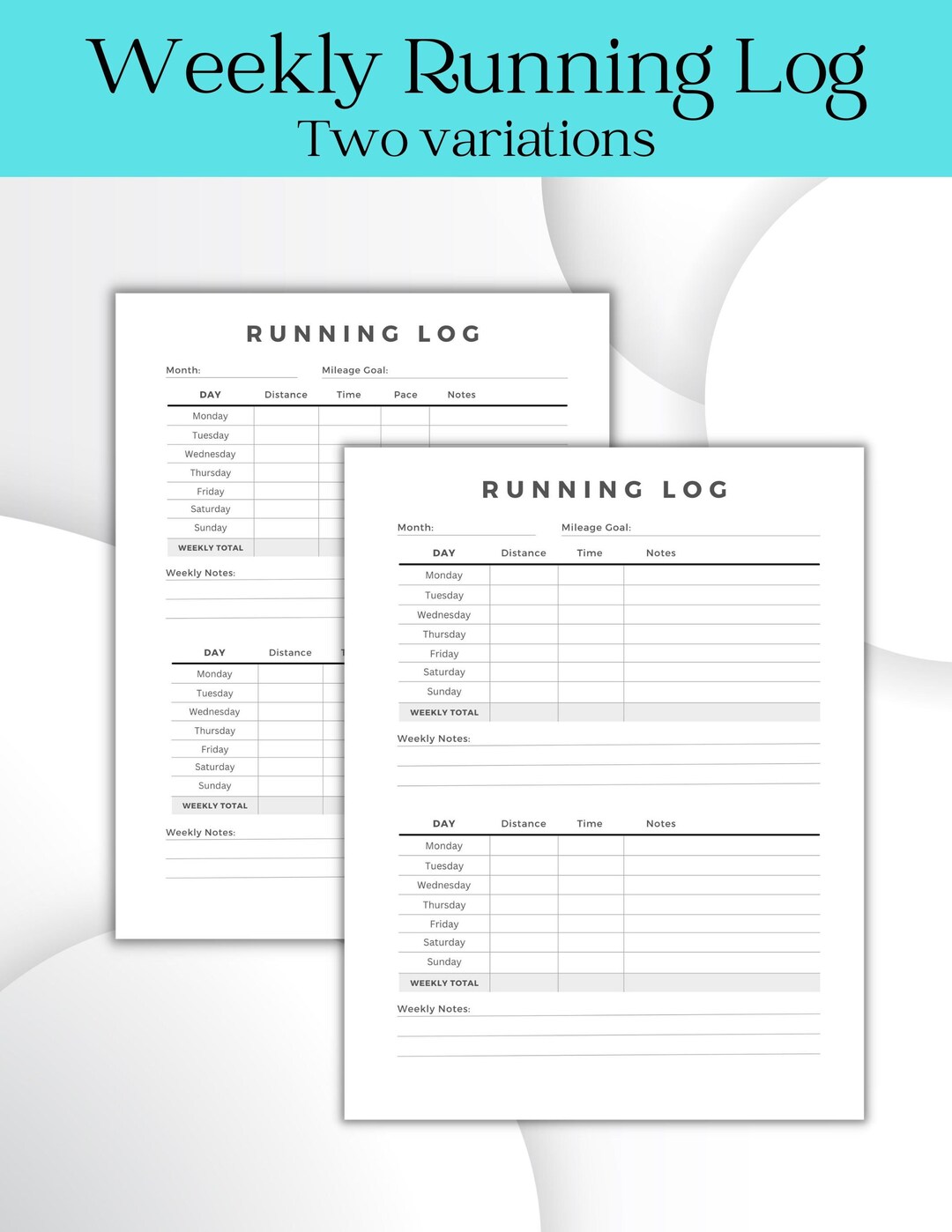 Minimalist Running Log Template: Weekly Tracker (digital Download) - Etsy