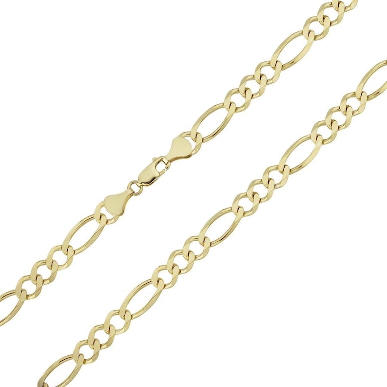 Figaro Link Chain Necklace 10K Yellow Gold - Solid - Etsy