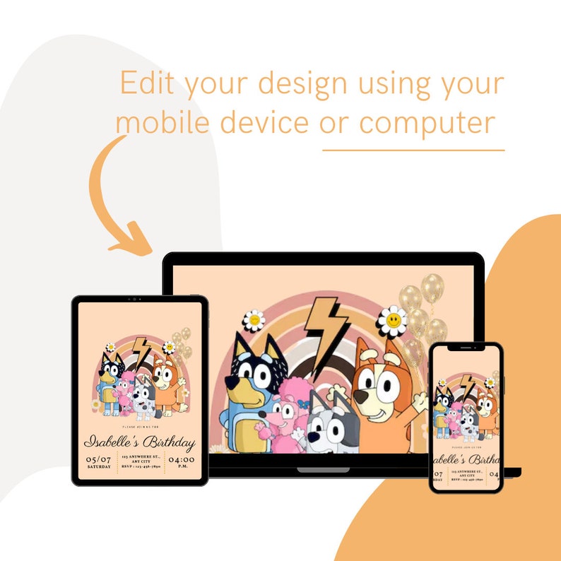 Bluey and Bingo Thunder Birthday Invitation Template. Digital Invite ...