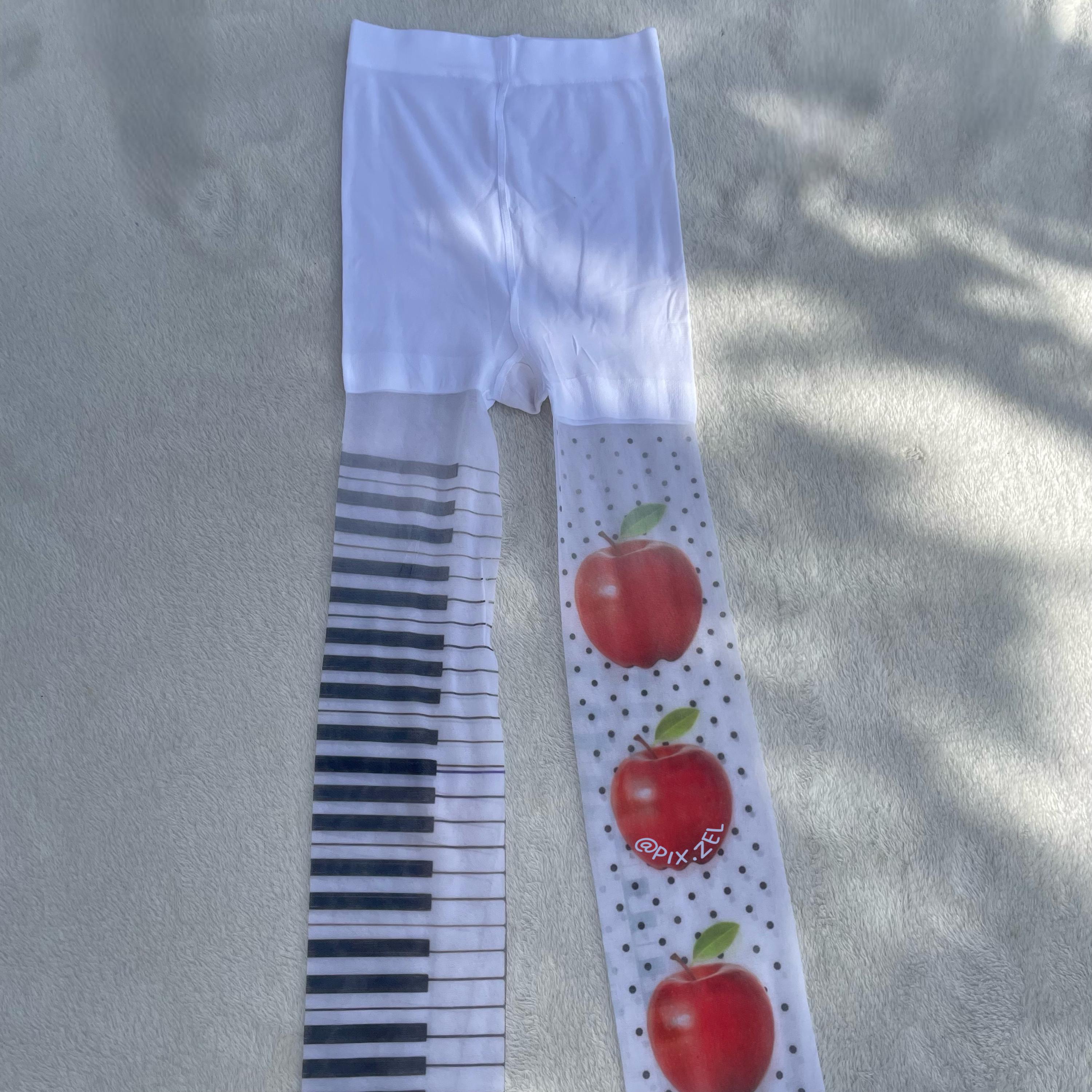 Apple X Piano Tights | Handmade Design | Red Apple | Whimsical Twee ...
