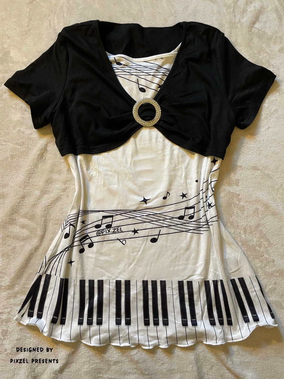 Music Note Shirt | Handmade Design | Piano Print Shirt | Whimsical Twee ...