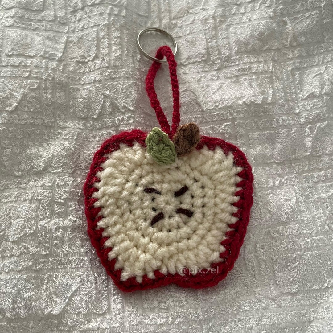 Custom Apple Pouch Crochet Apple Keychain Bag Accessory Apple Slice ...