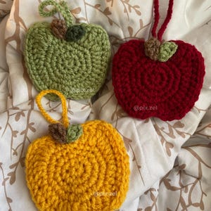 Custom Apple Pouch Crochet Apple Keychain Bag Accessory Apple Slice ...