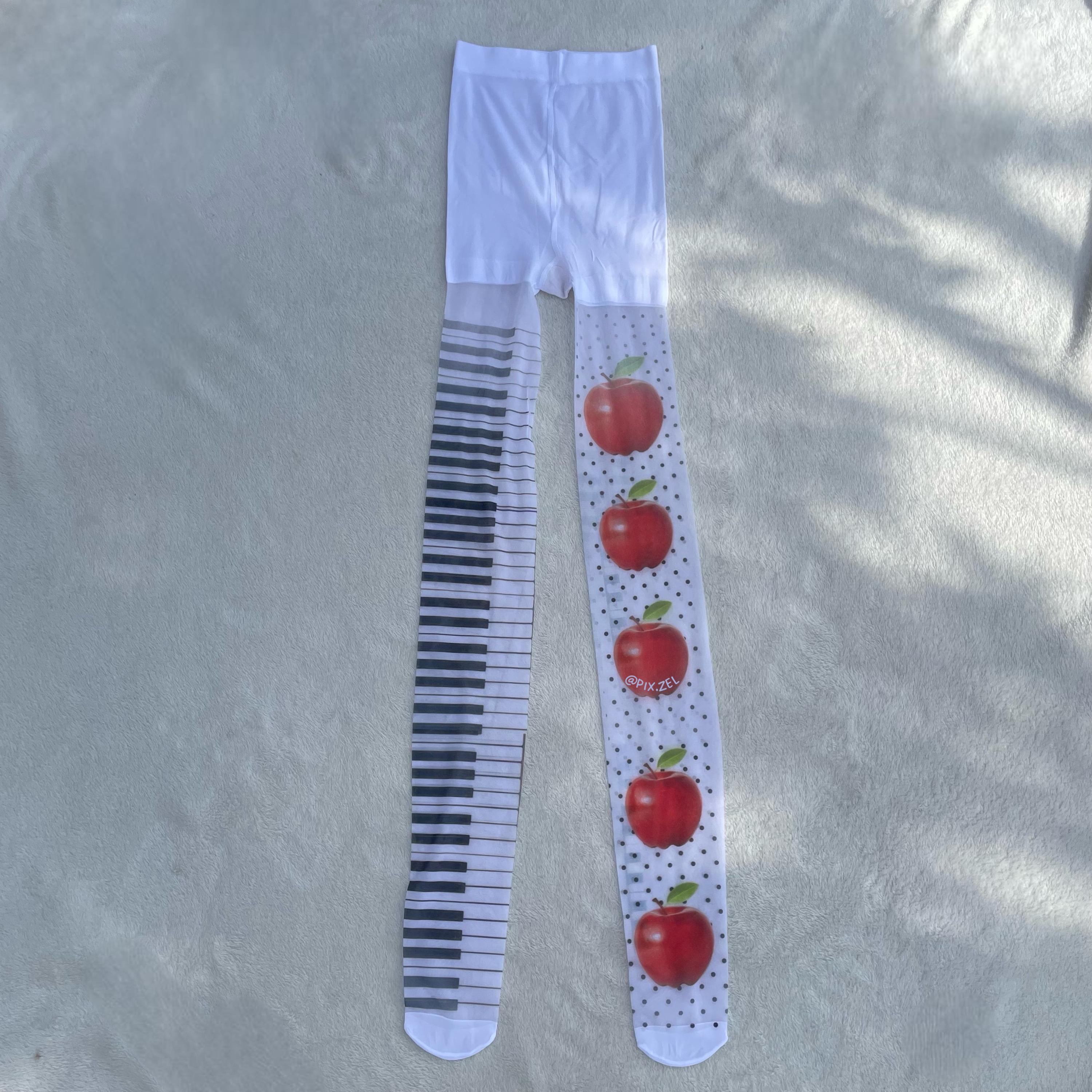 Apple X Piano Tights | Handmade Design | Red Apple | Whimsical Twee ...