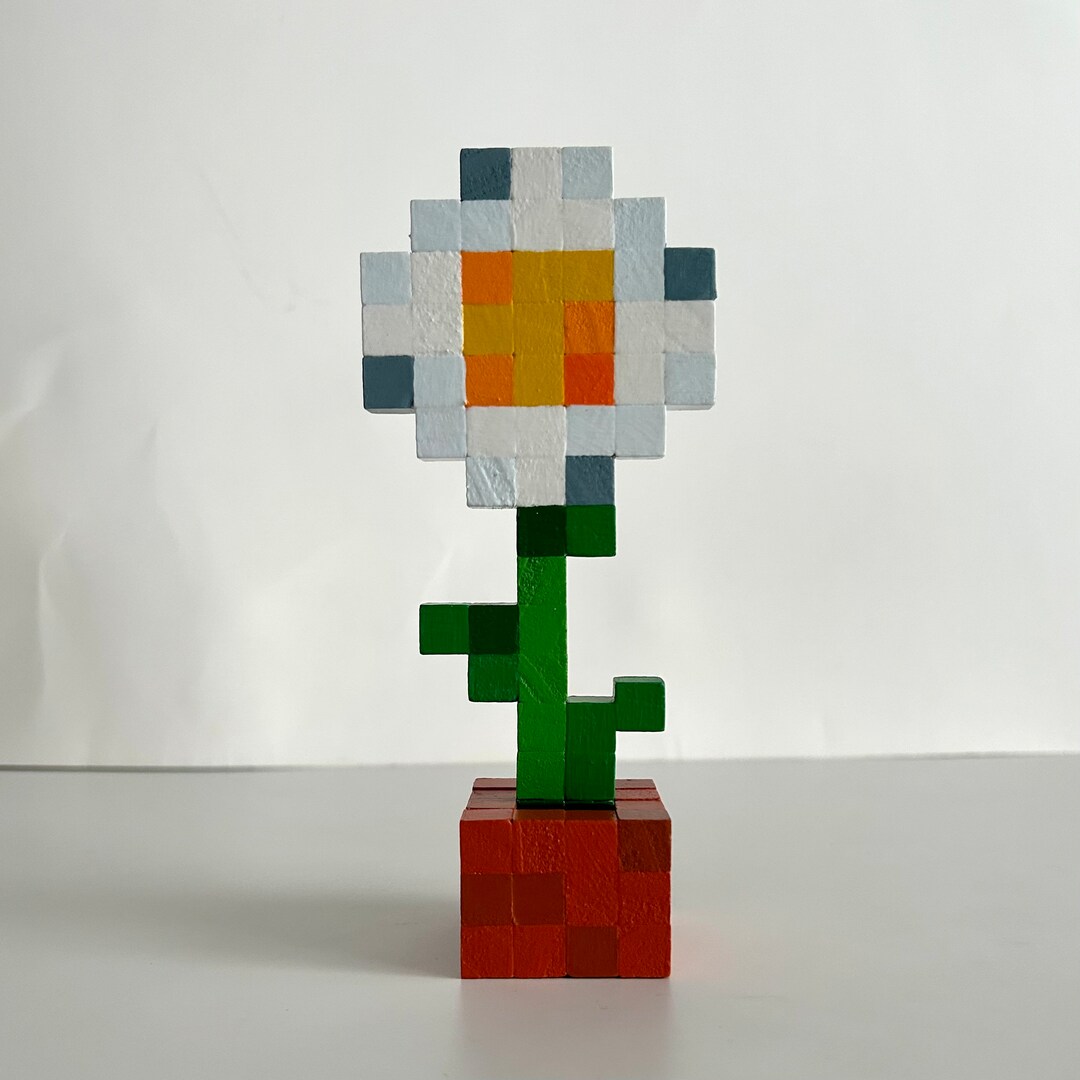 Wooden Minecraft Oxeye Daisy in Flower Pot - Etsy