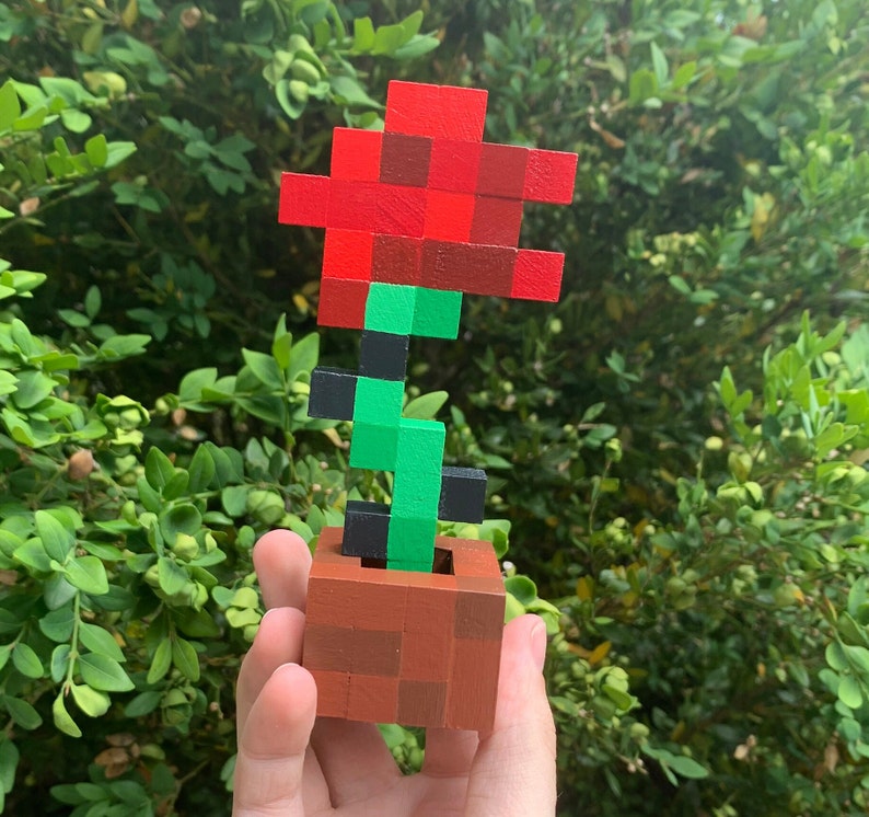 Minecraft Rose in Flower Pot - Etsy