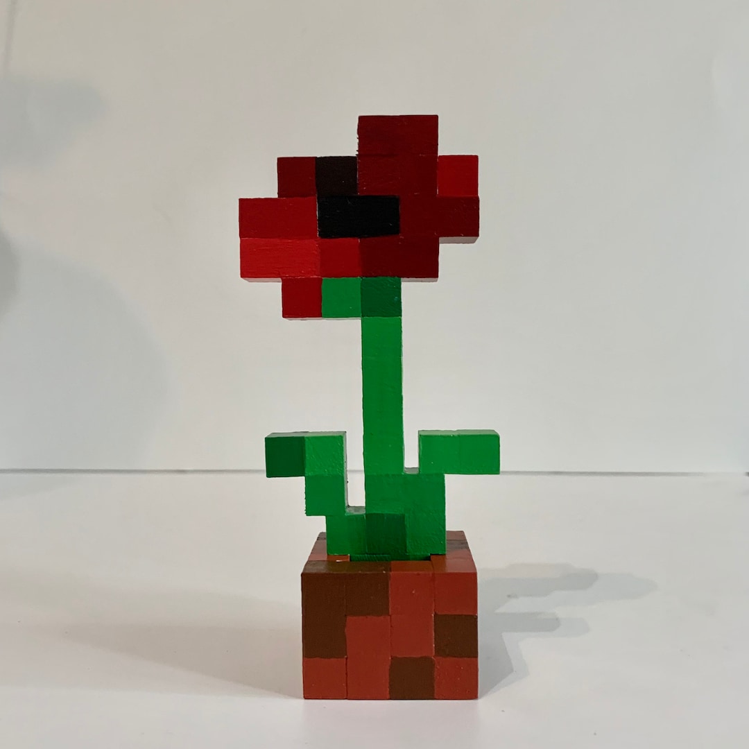 Minecraft Poppy in Flower Pot - Etsy