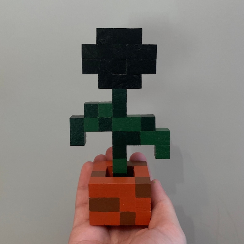 Minecraft Wither Rose in Flower Pot - Etsy
