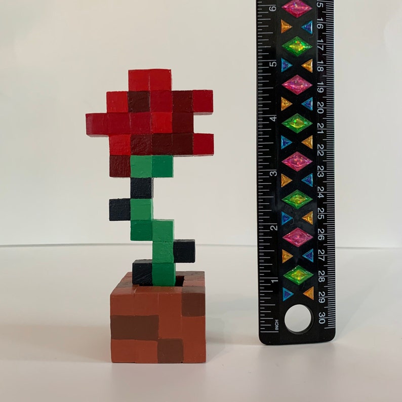 Rosa de Minecraft de madera en maceta - Etsy México