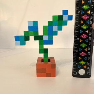 Wooden Minecraft Blue Orchid in Flower Pot - Etsy