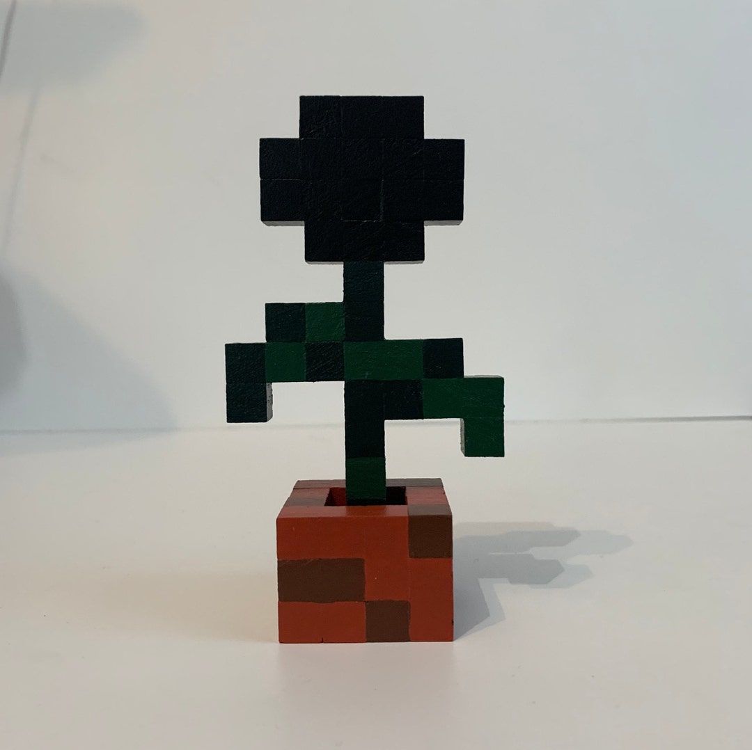 Wooden Minecraft Wither Rose in Flower Pot - Etsy