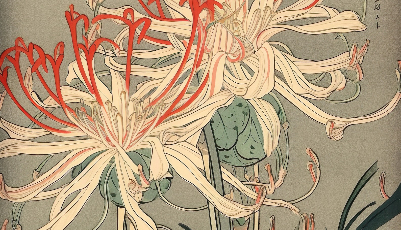 Spider Lily Japanese Digital Print - Woodblock Art, Japanese Art ...