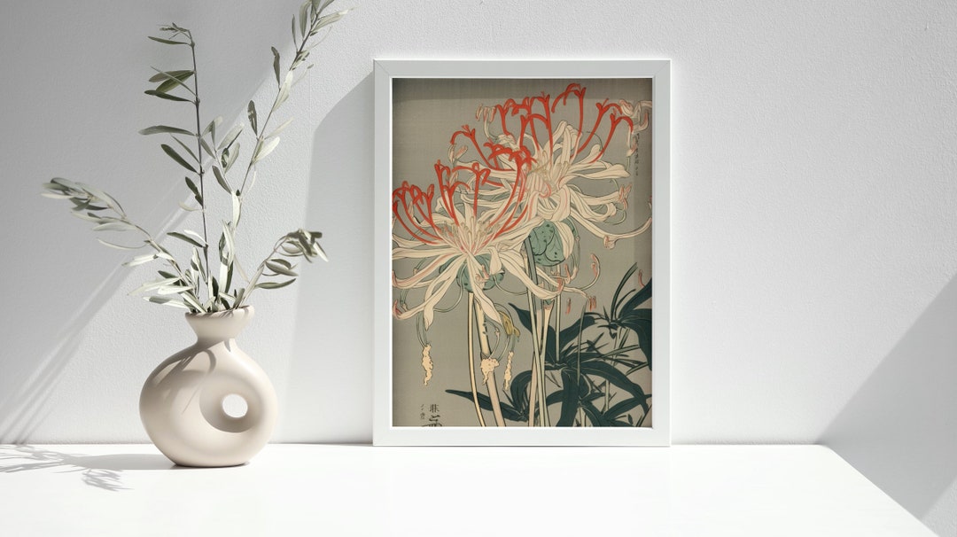 Spider Lily Japanese Digital Print - Woodblock Art, Japanese Art ...