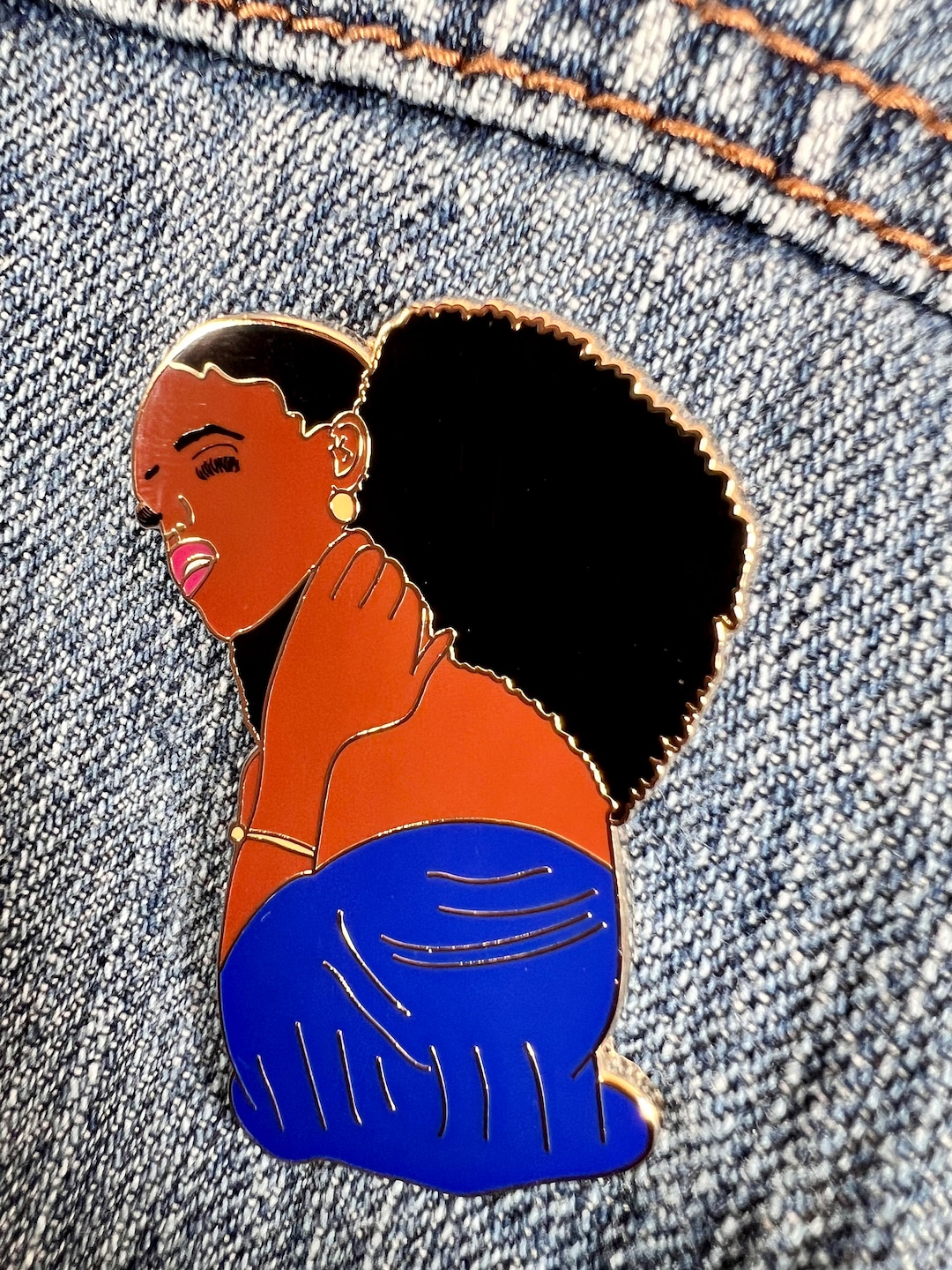 Black Girl in Hard Enamel Pin, Lapel Pin, Brooch. 2 Inches in Size. - Etsy
