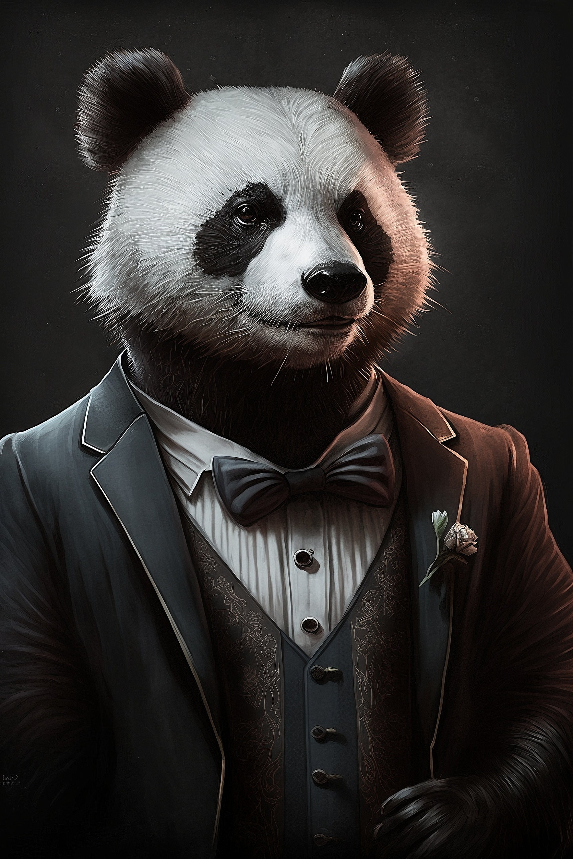 Panda in A Suit - Panda Portrait, Animal Painting, Original Unique Art ...