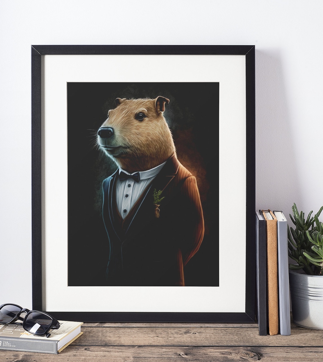 Capybara in A Suit - Capybara Portrait, Animal Painting, Original ...