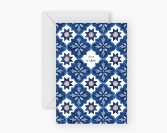 Hand-printed “thank You” Portuguese Tiles Illustrated Greeting Card ...