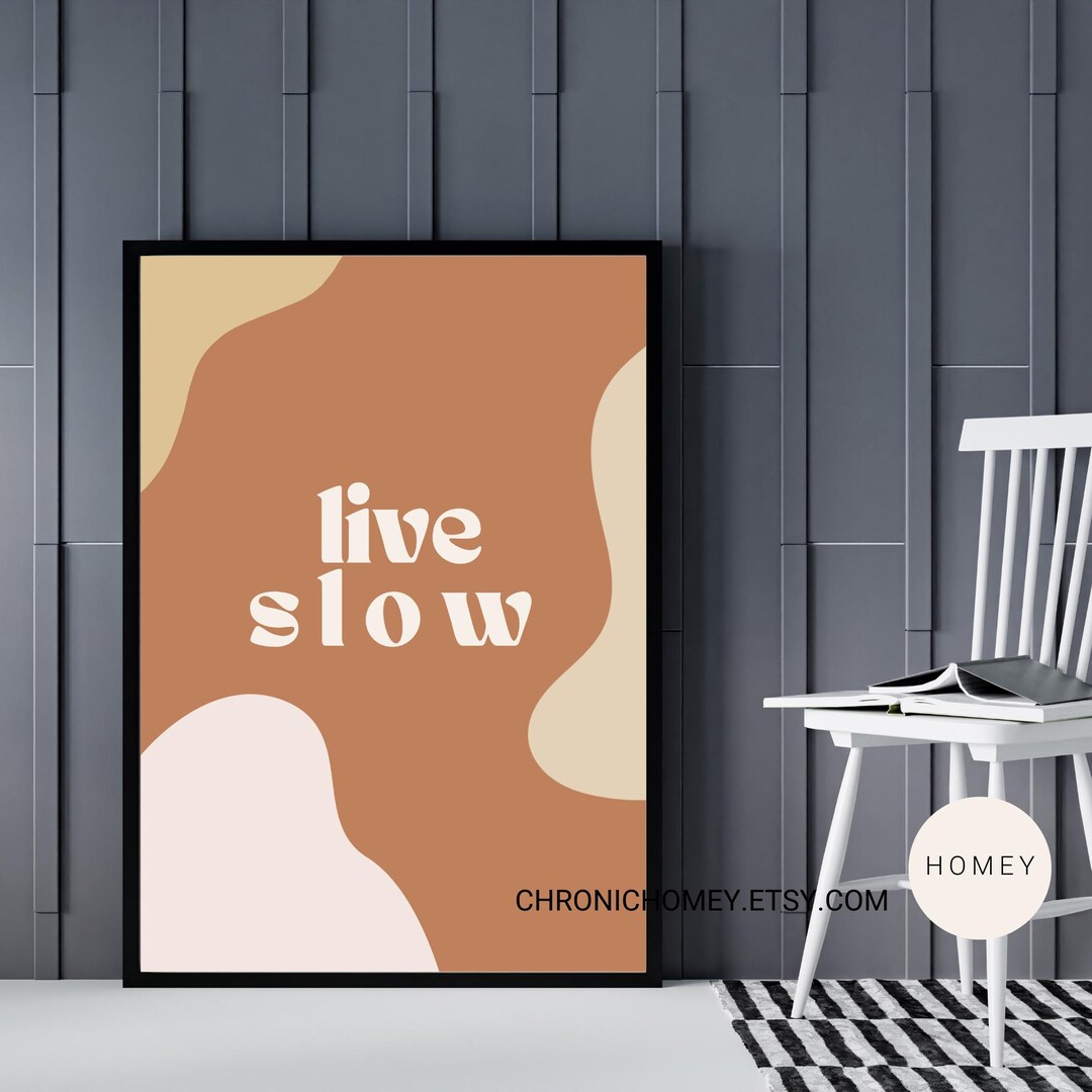 Live Slow Poster - Boho Style Printable Wall Art Earthy Tones ...