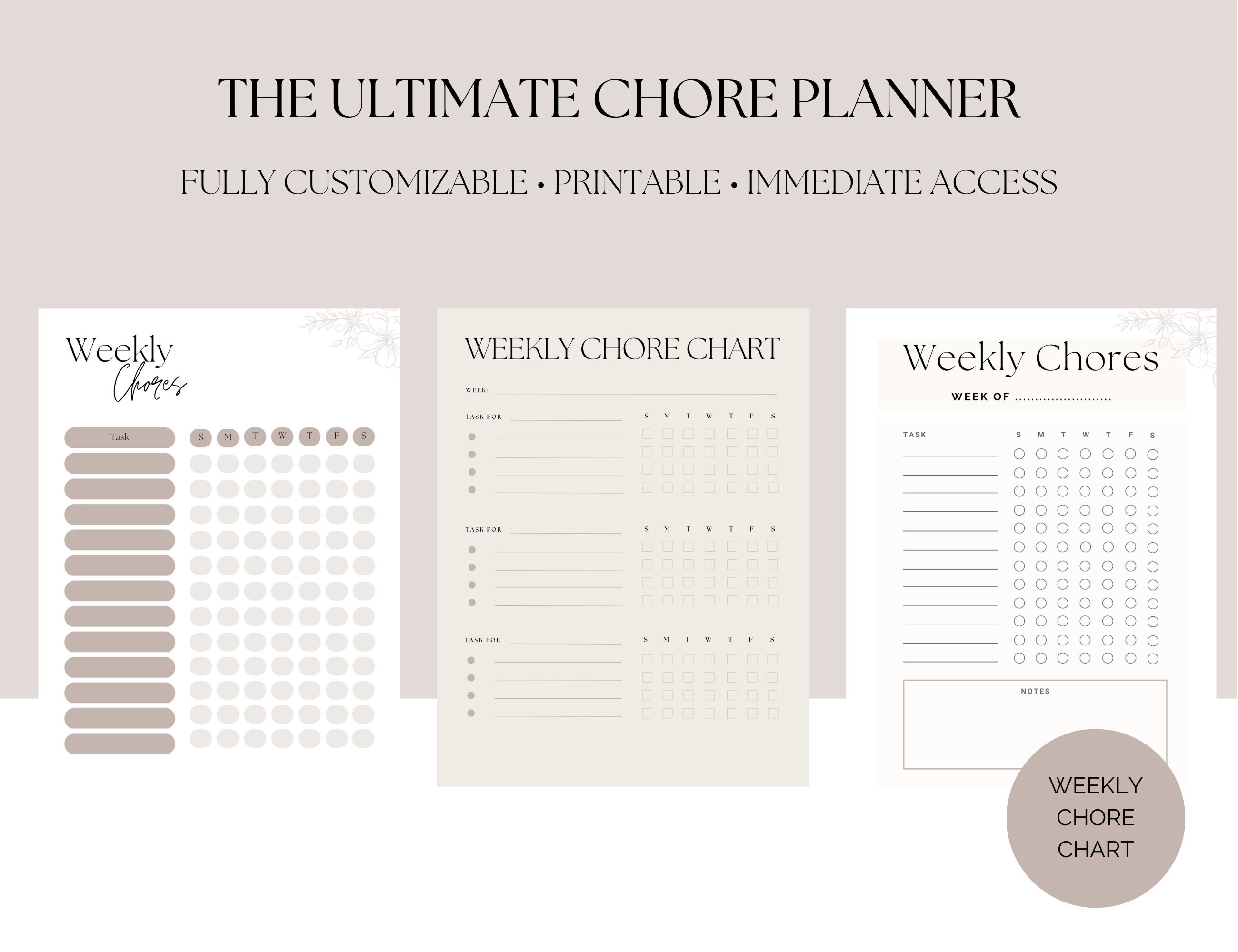 Chore Chart, Chore Planner, Daily Chore Chart, Weekly Chore Chart - Etsy