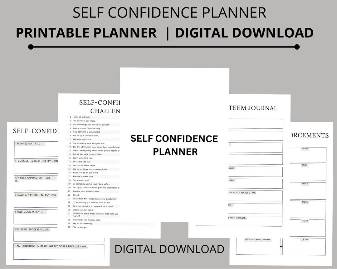 Printable Self Confidence Planner | Self Care Worksheet Digital ...