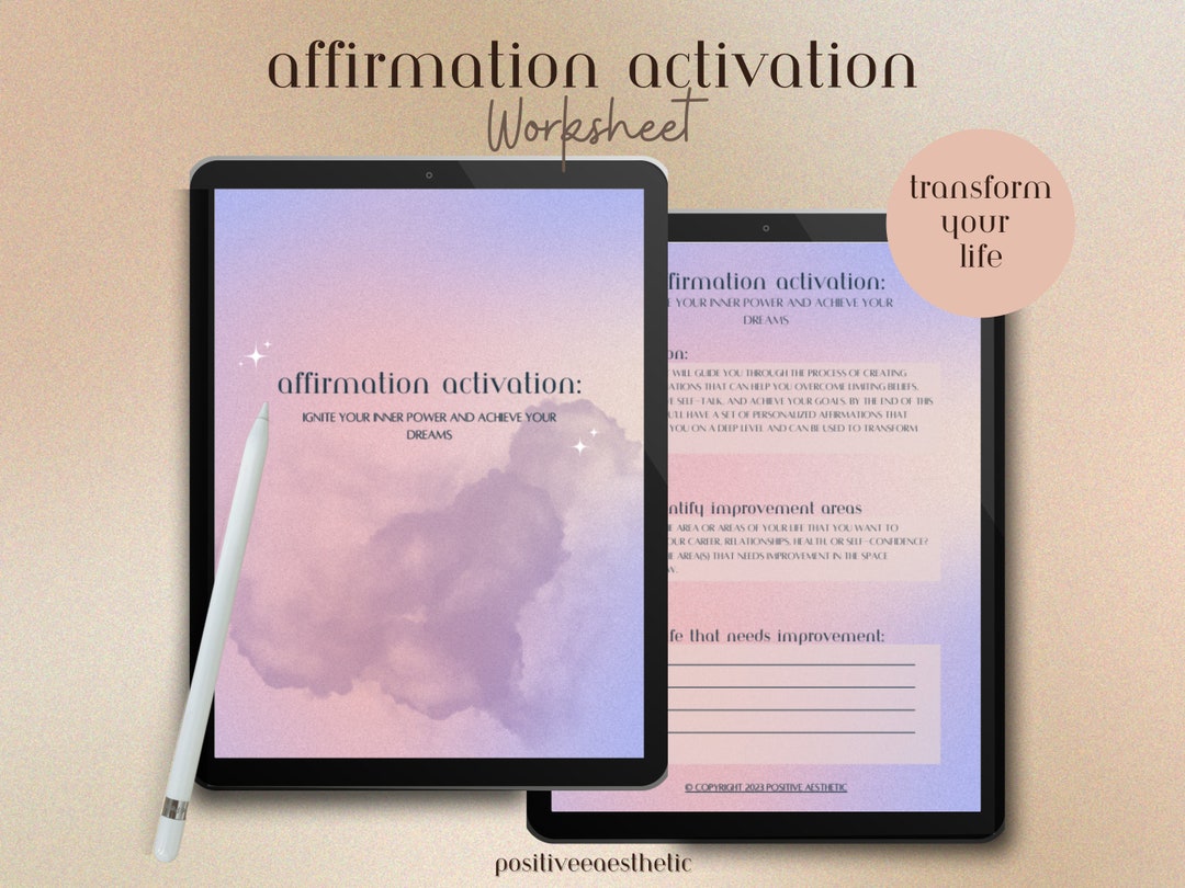 Affirmation Activation Worksheet Affirmation Building Template ...