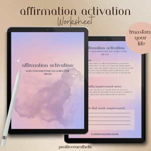Affirmation Activation Worksheet Affirmation Building Template ...