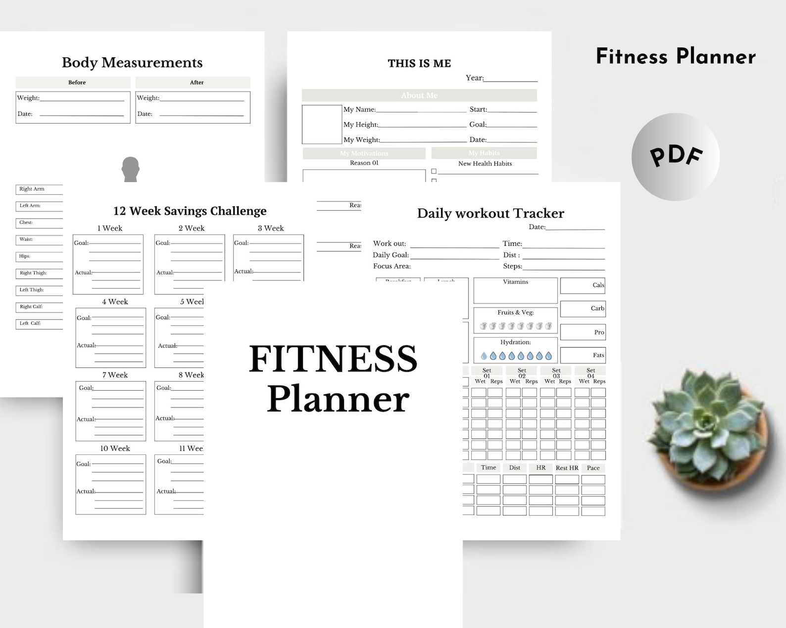Fitness Planner, Canva Planner Template, Fitness Template, Fitness ...