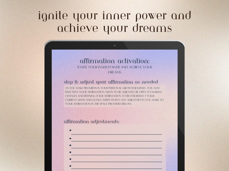 Affirmation Activation Worksheet Affirmation Building Template ...