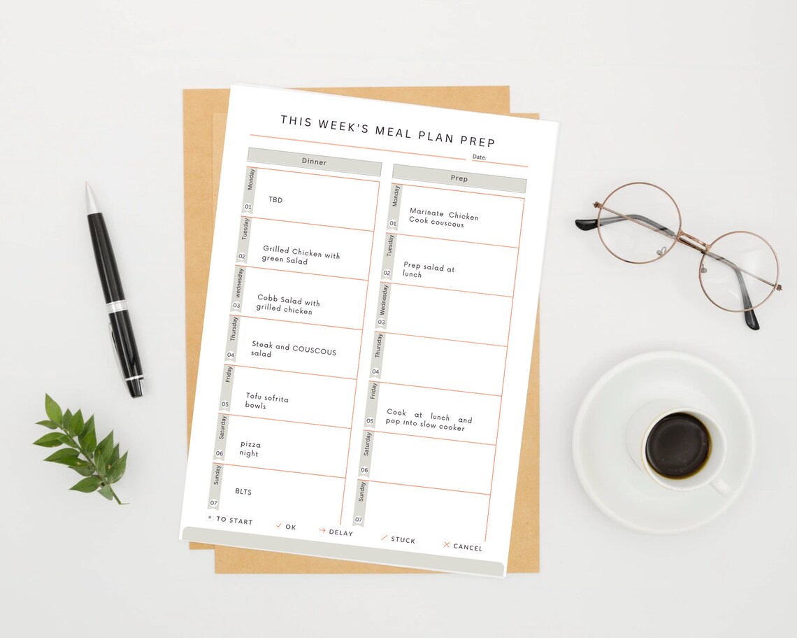 Printable Meal Planner, PDF Printable Menu Planner, Instant Download - Etsy