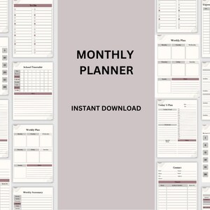 Monthly Overview Printable Template, Month at a Glance, Monthly Planner ...
