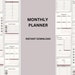 Monthly Overview Printable Template, Month at a Glance, Monthly Planner ...