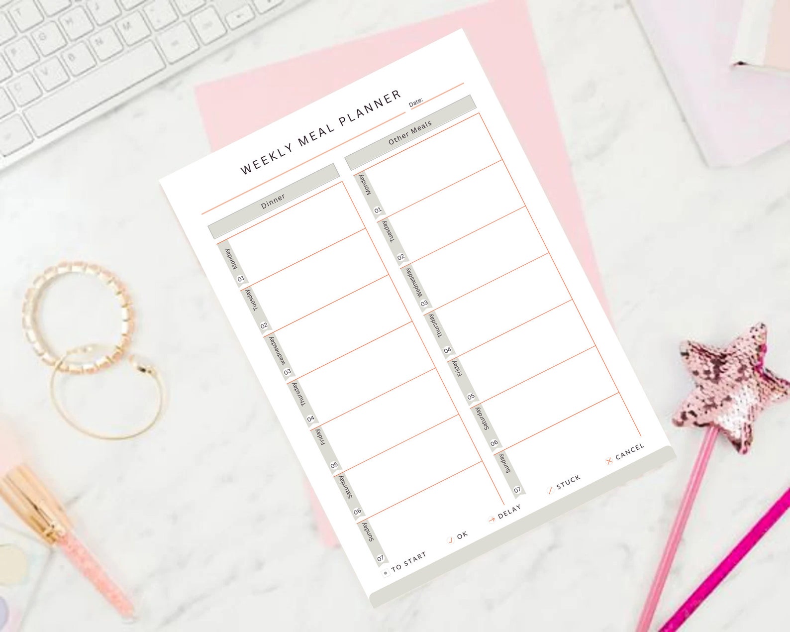 Printable Meal Planner, PDF Printable Menu Planner, Instant Download - Etsy