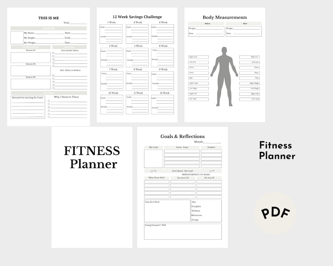 Fitness Planner, Canva Planner Template, Fitness Template, Fitness ...