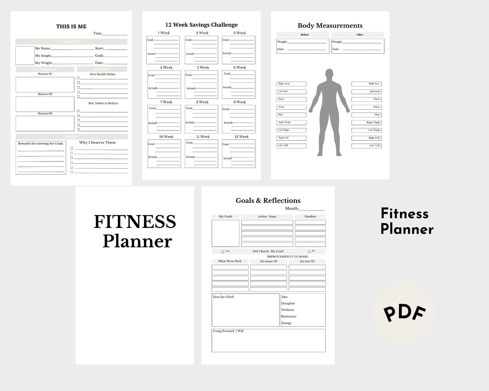 Fitness Planner, Canva Planner Template, Fitness Template, Fitness ...
