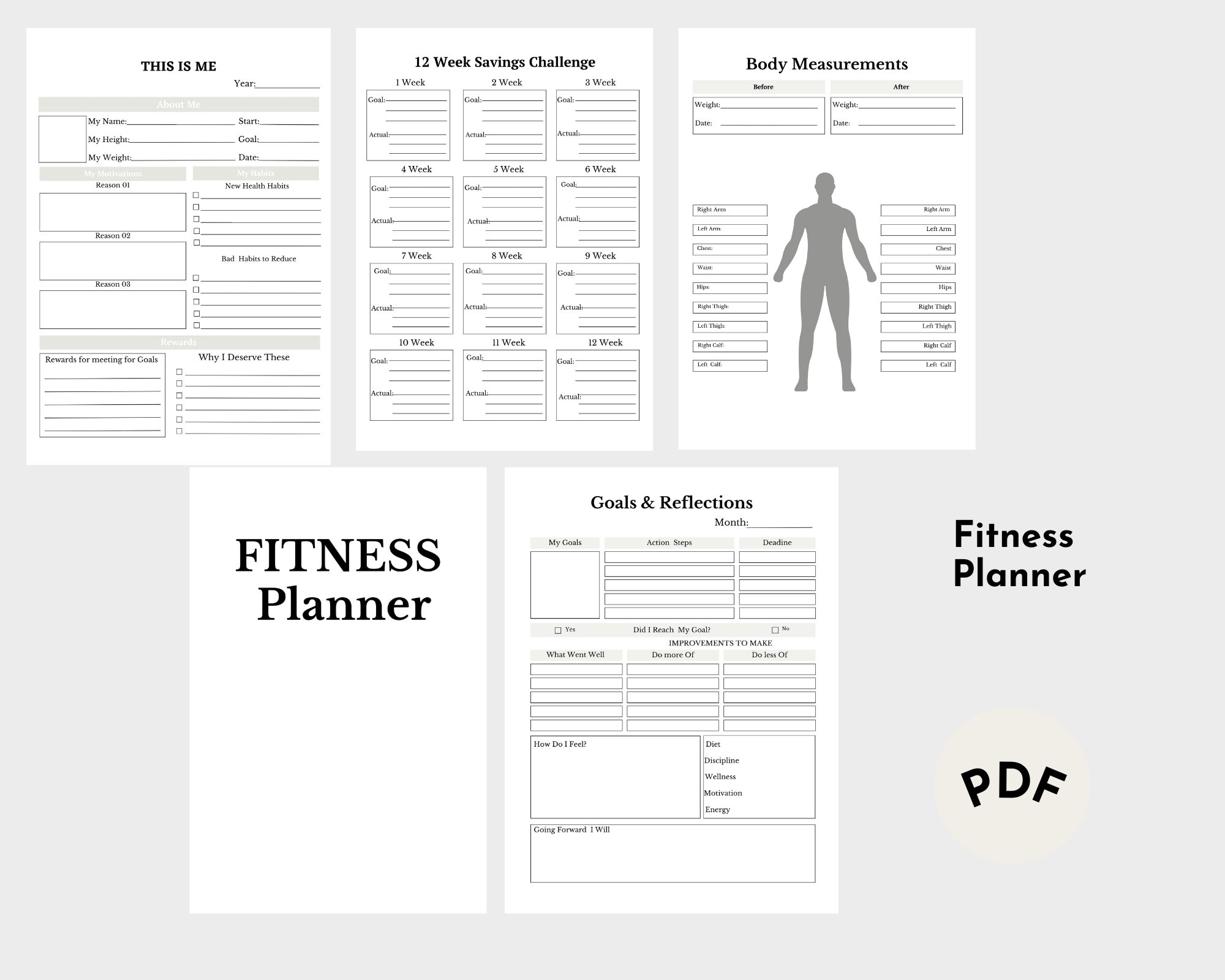 Fitness Planner, Canva Planner Template, Fitness Template, Fitness ...