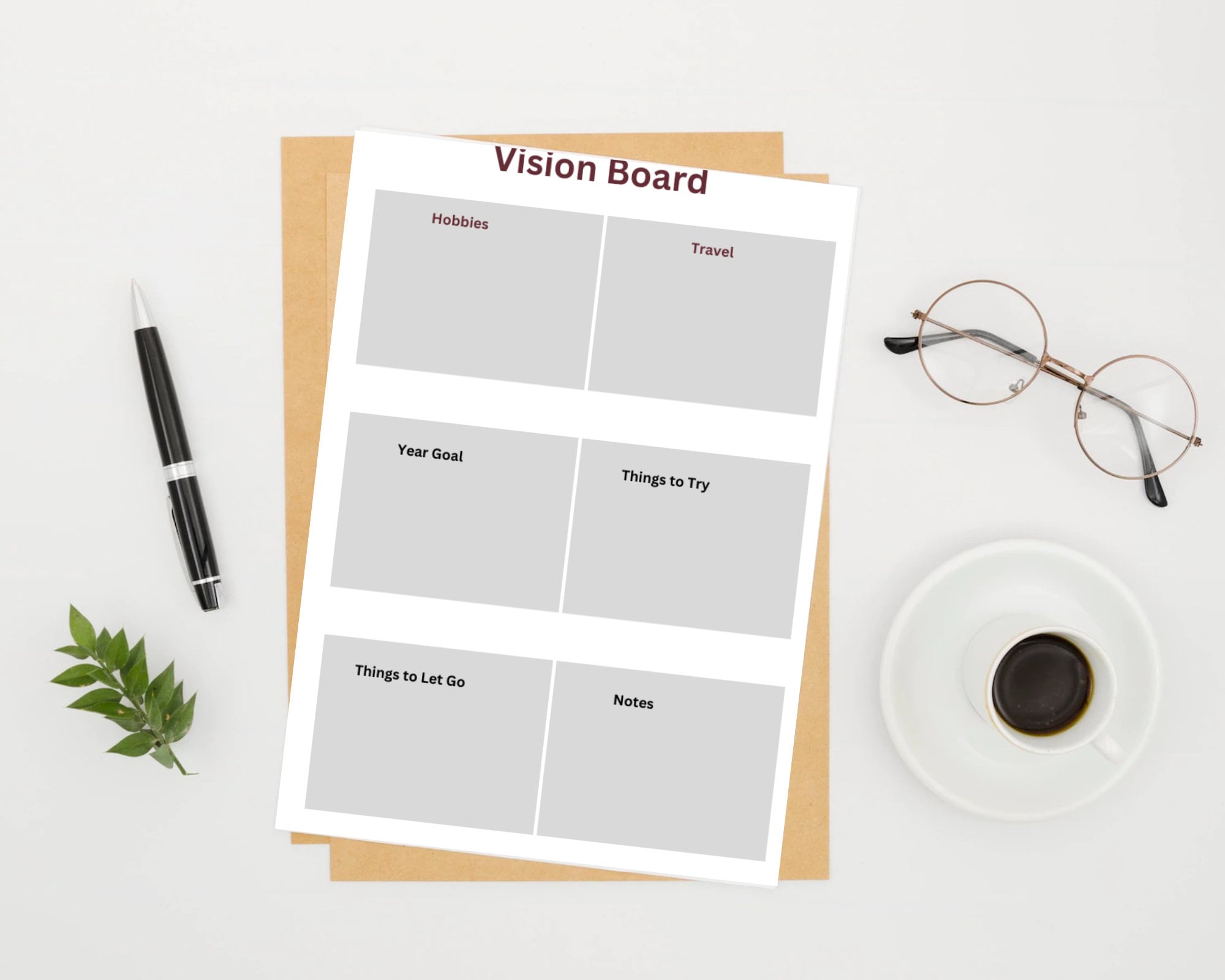 Vision Board Template, Vision Board Planner, Vision Board Guide, Vision ...