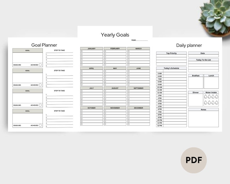 Goal Planner/ Printable Planner/ Minimalist Journal/ Goal Setting - Etsy