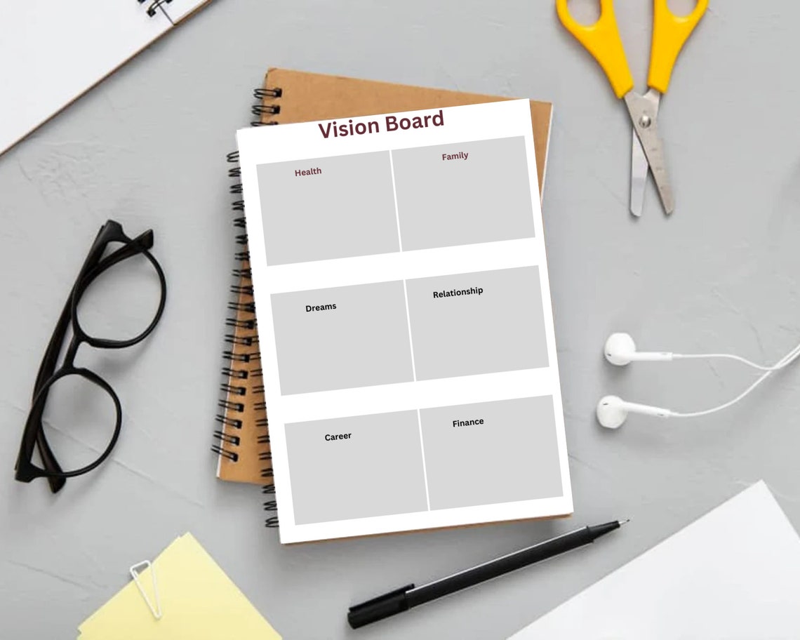 Vision Board Template, Vision Board Planner, Vision Board Guide, Vision ...