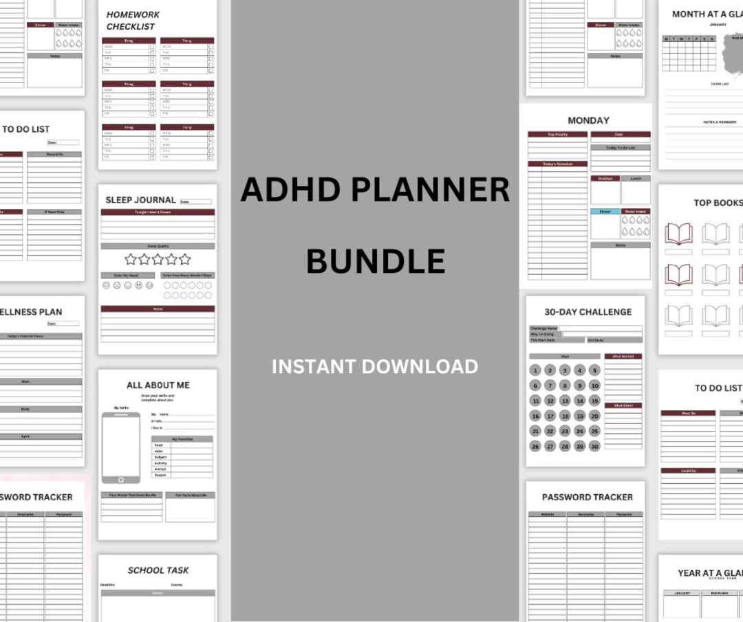 ADHD Planner 2024 Printable Canva Printable Planner - Etsy