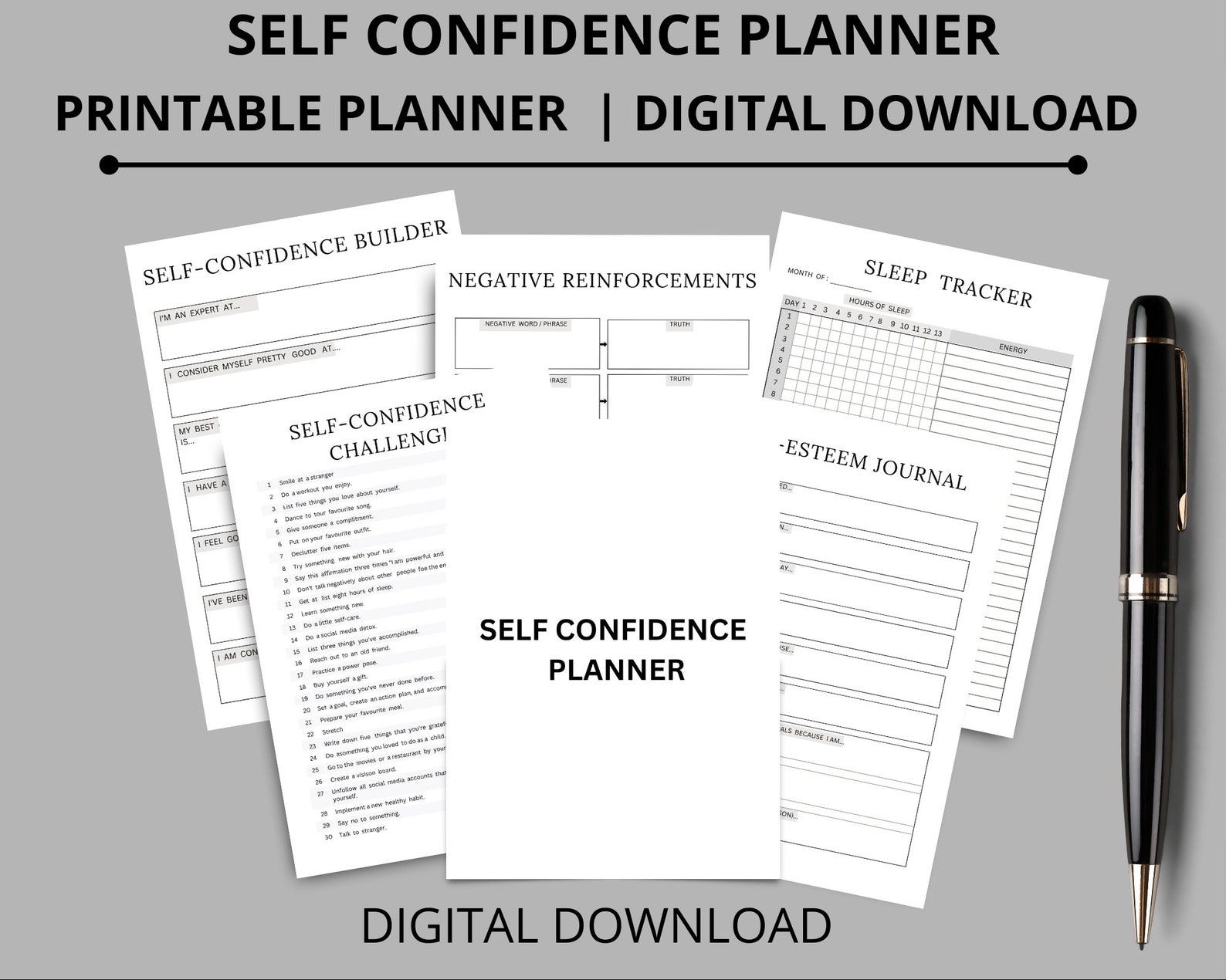 Printable Self Confidence Planner | Self Care Worksheet Digital ...