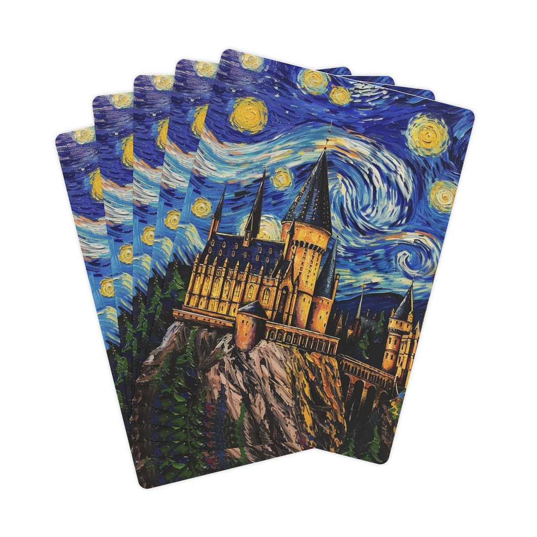 Van Gogh Starry Night Hogwarts Playing Cards, Harry Potter Themed Poker ...