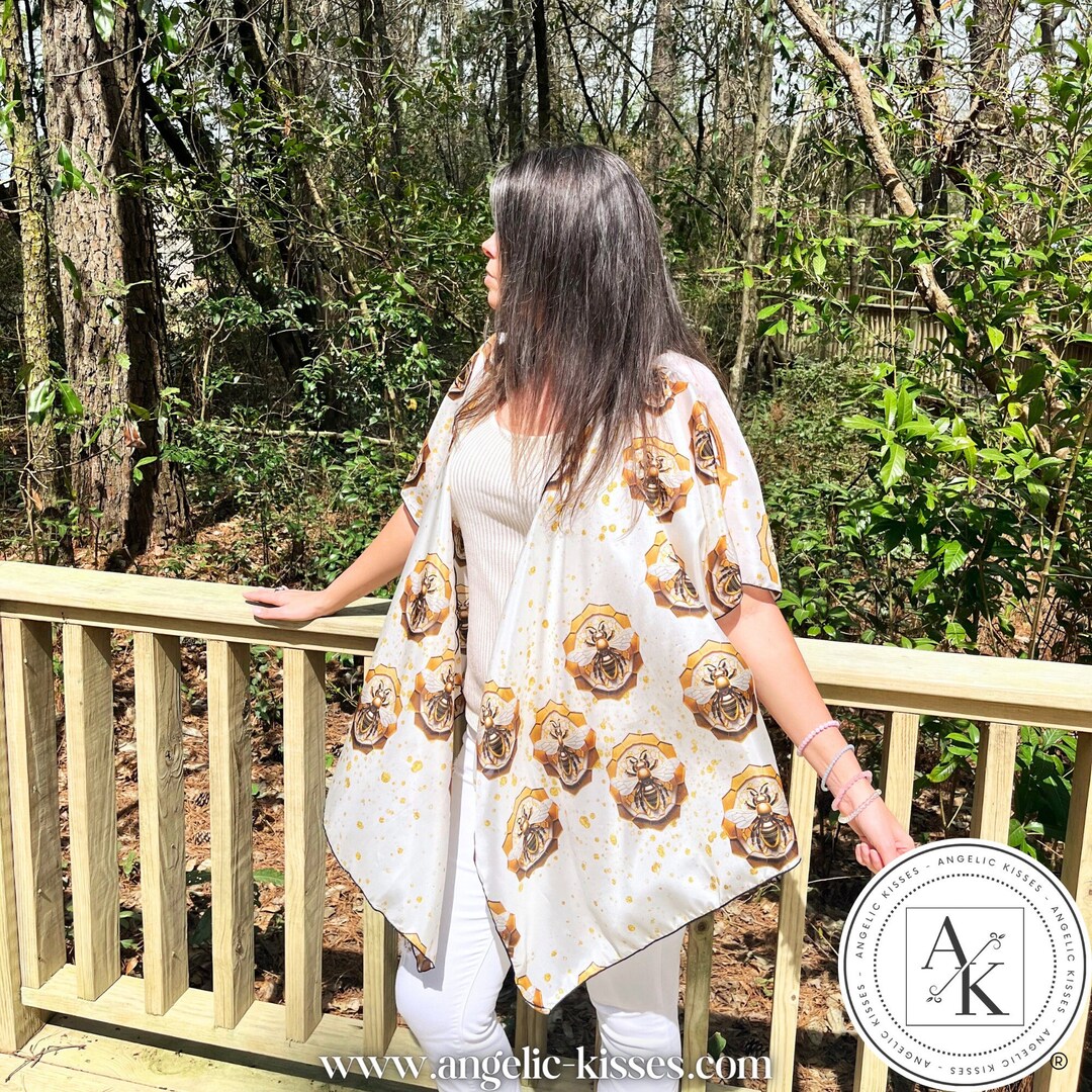 Bee Angel Draped Kimono Bee Lover Hand Sewn Silk Kimono Artisan Bee ...