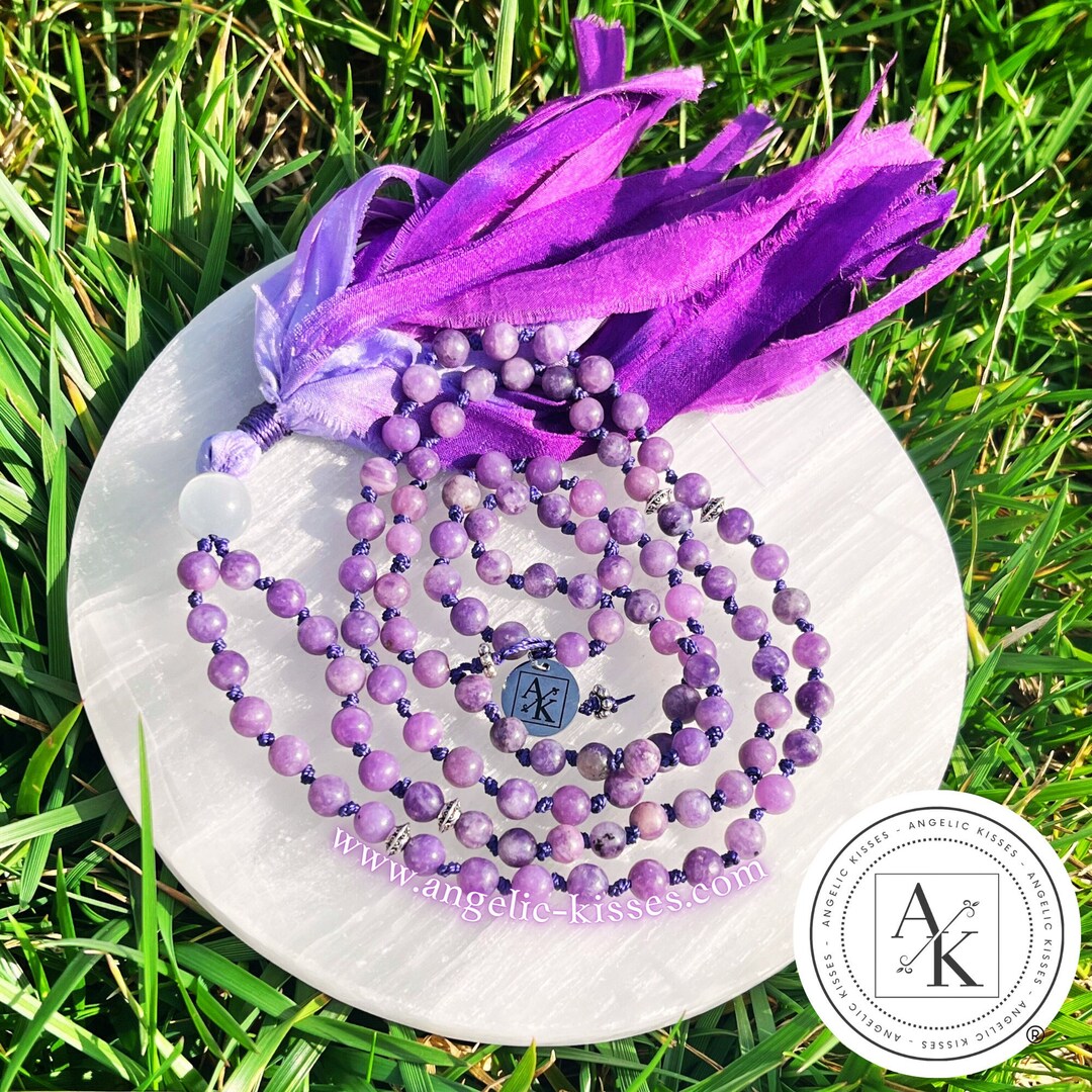 Lepidolite Mala | Calming Mala | 6mm 108 Hand Knotted Mala | Artisan ...