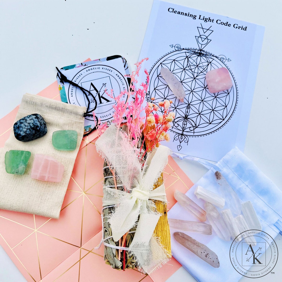 Crystal Grid Kit Energy Cleanse Kit Sage and Crystal Kit Light Codes ...