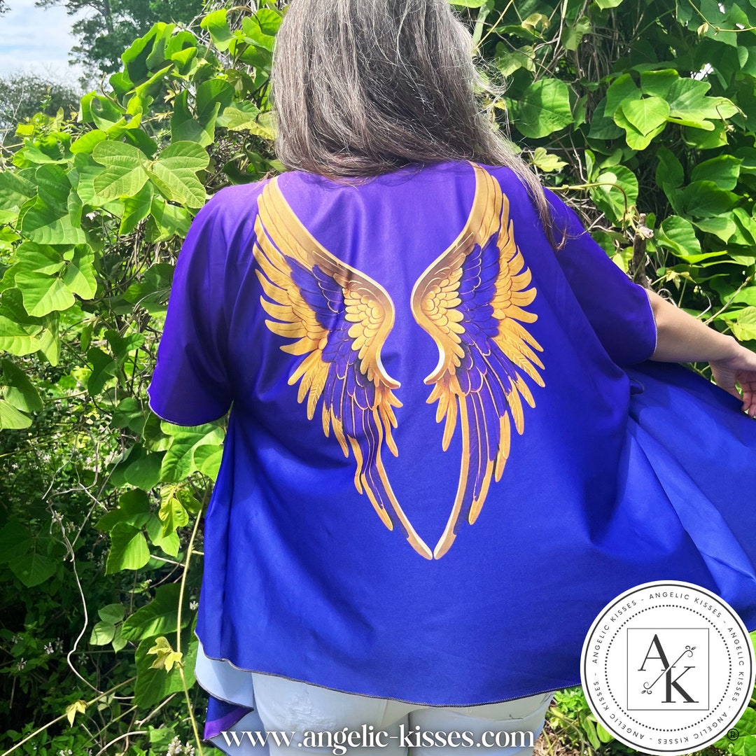 Violet Angel Wing Draped Kimono Handsewn Silk Kimono Violet Ray Angels ...