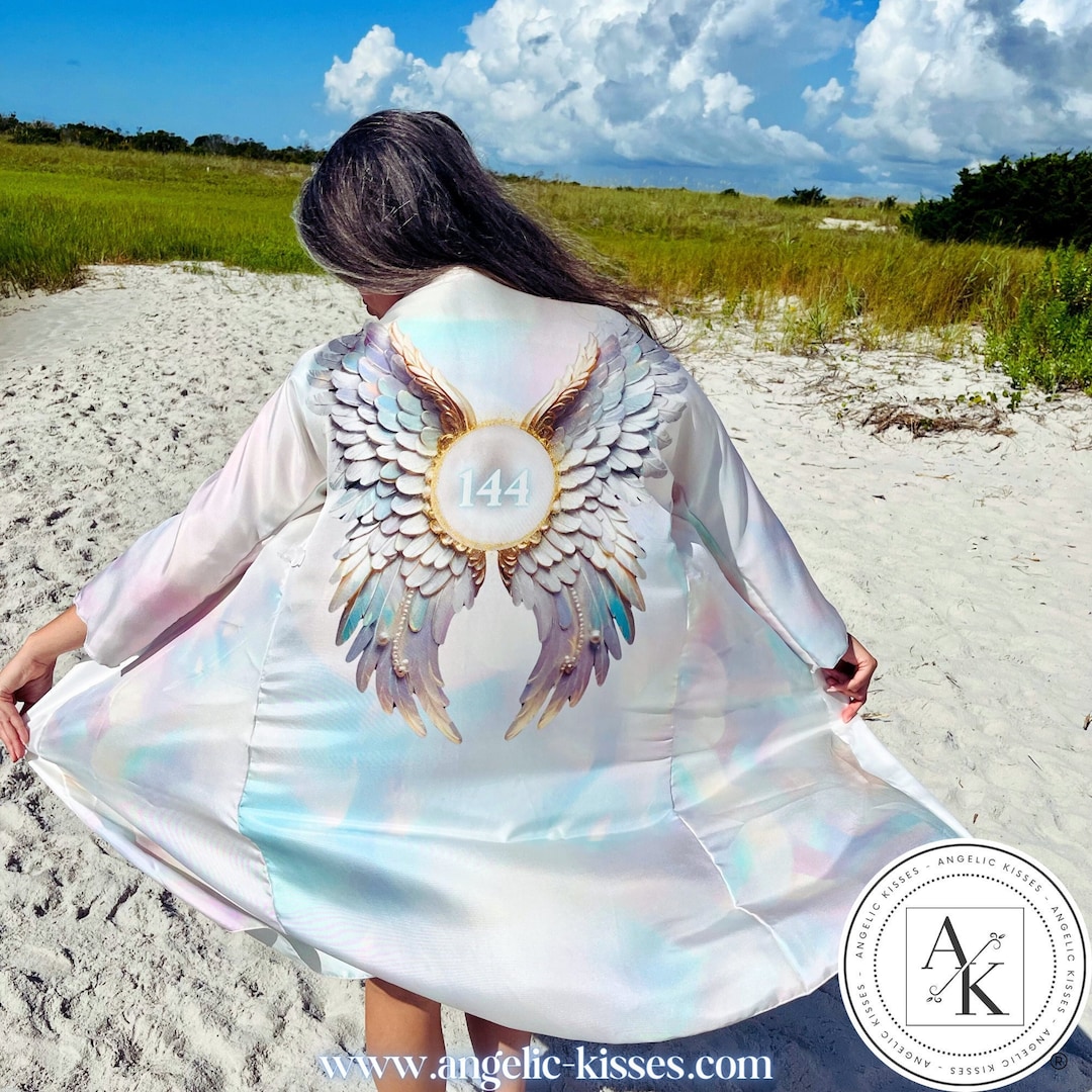 144 Angel Wing Silk Kimono Robe | Seraphim Angels | Silk Twill Robe ...