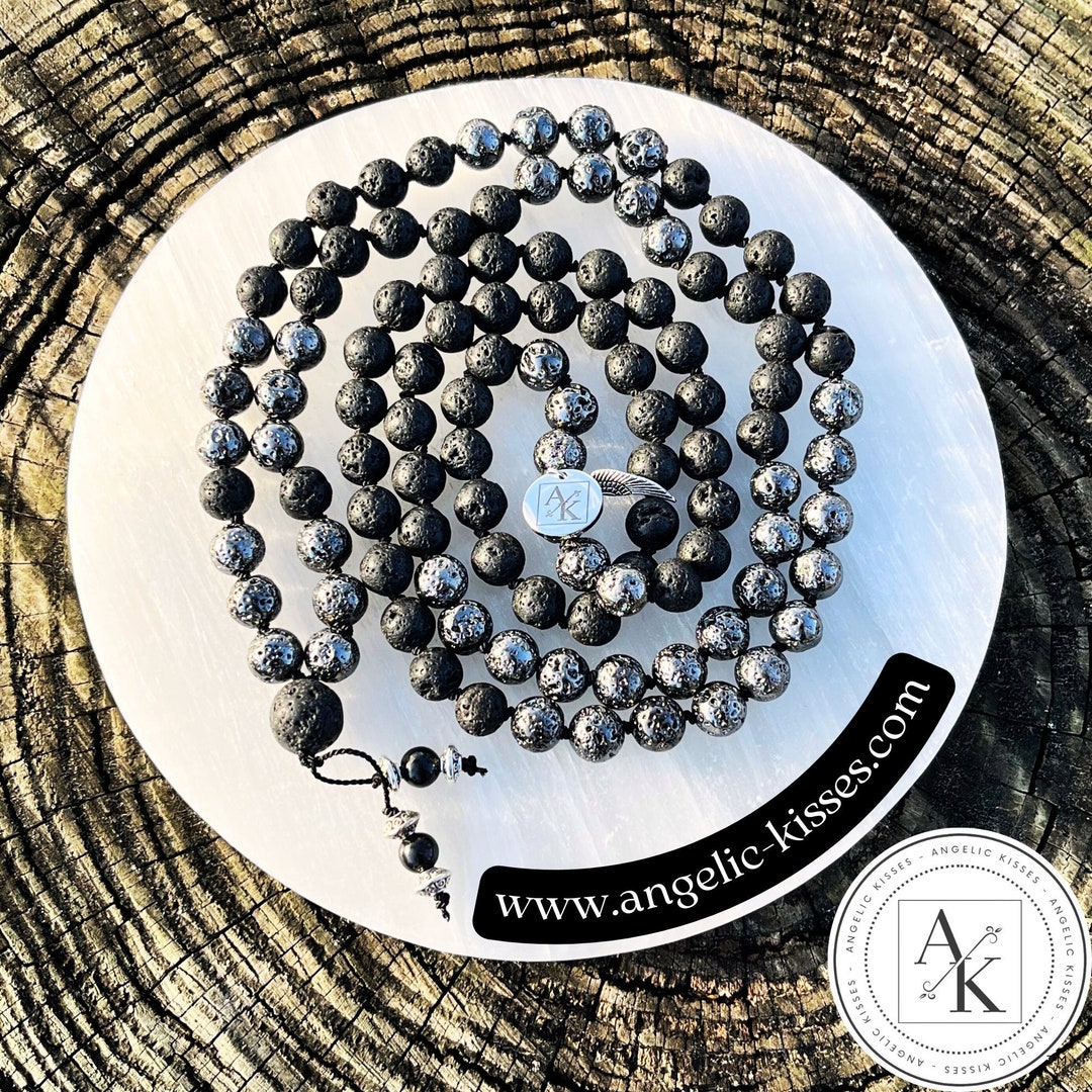 Black Lava Mala | Gunmetal Plated Lava Mala | Diffuser Oil Mala ...
