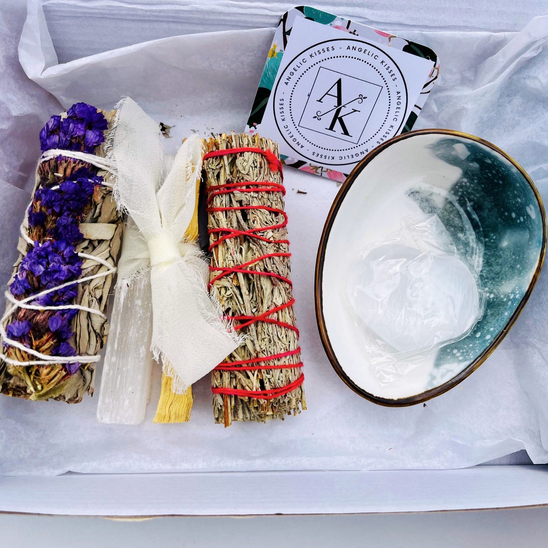 Cleansing Ritual Kit Sage Ritual Smudge Kit Selenite Heart Orangic ...