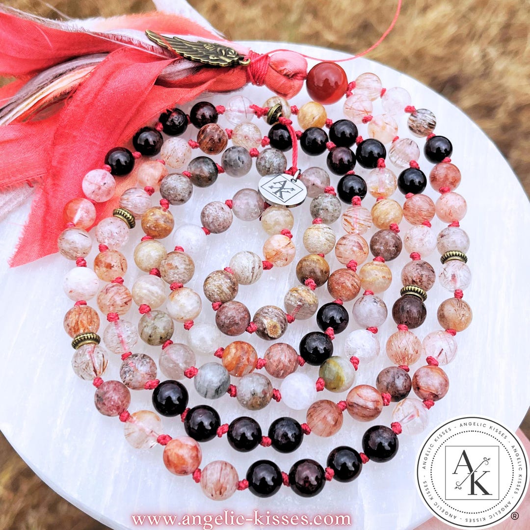 Red Rutilated Quartz Mala Seraphim Mala Wisdom and Transformation Mala ...